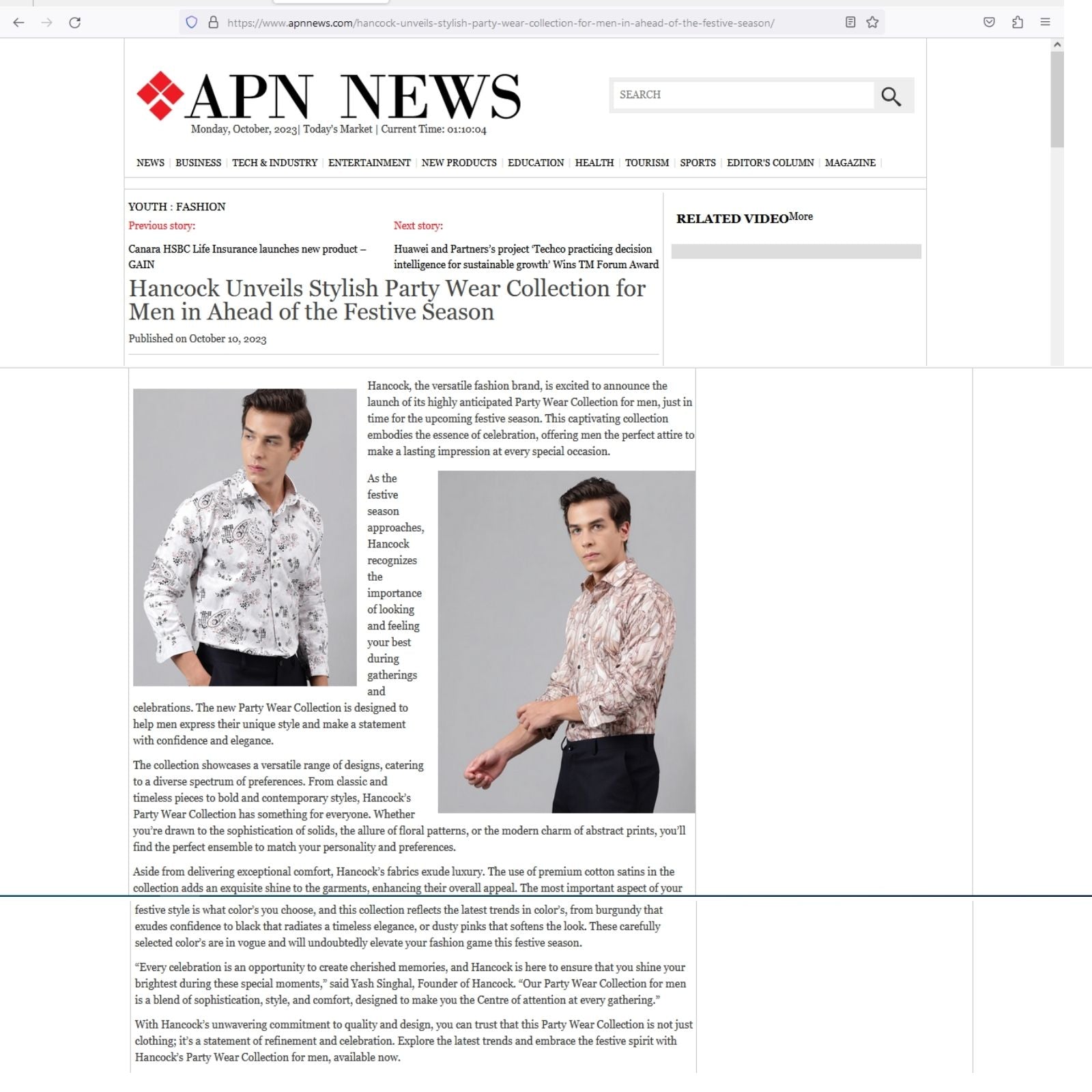 Hancock Fashion got featured in APN News